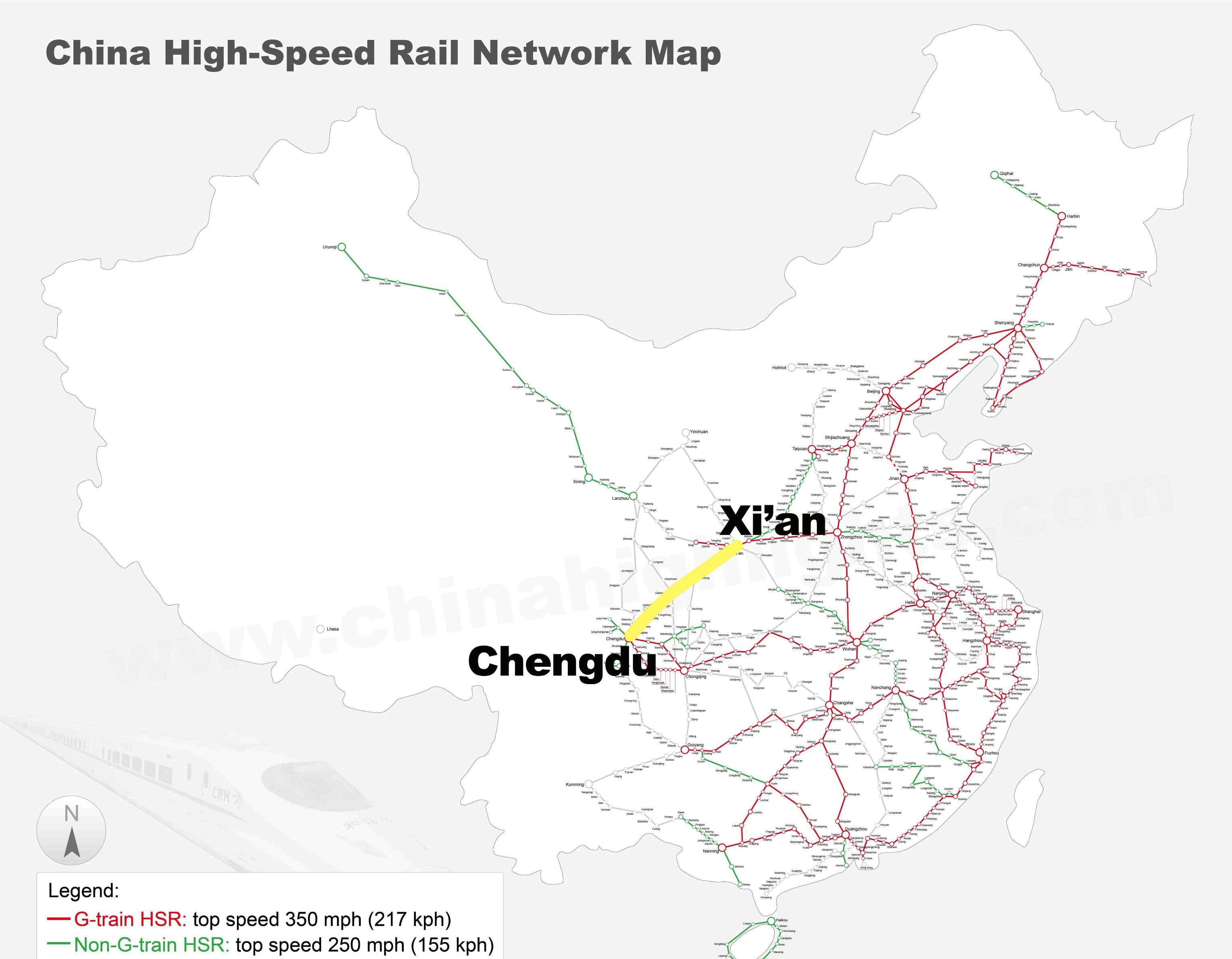 High-Speed Trains between Xi'an and Chengdu: Distance, Timetables, and ...